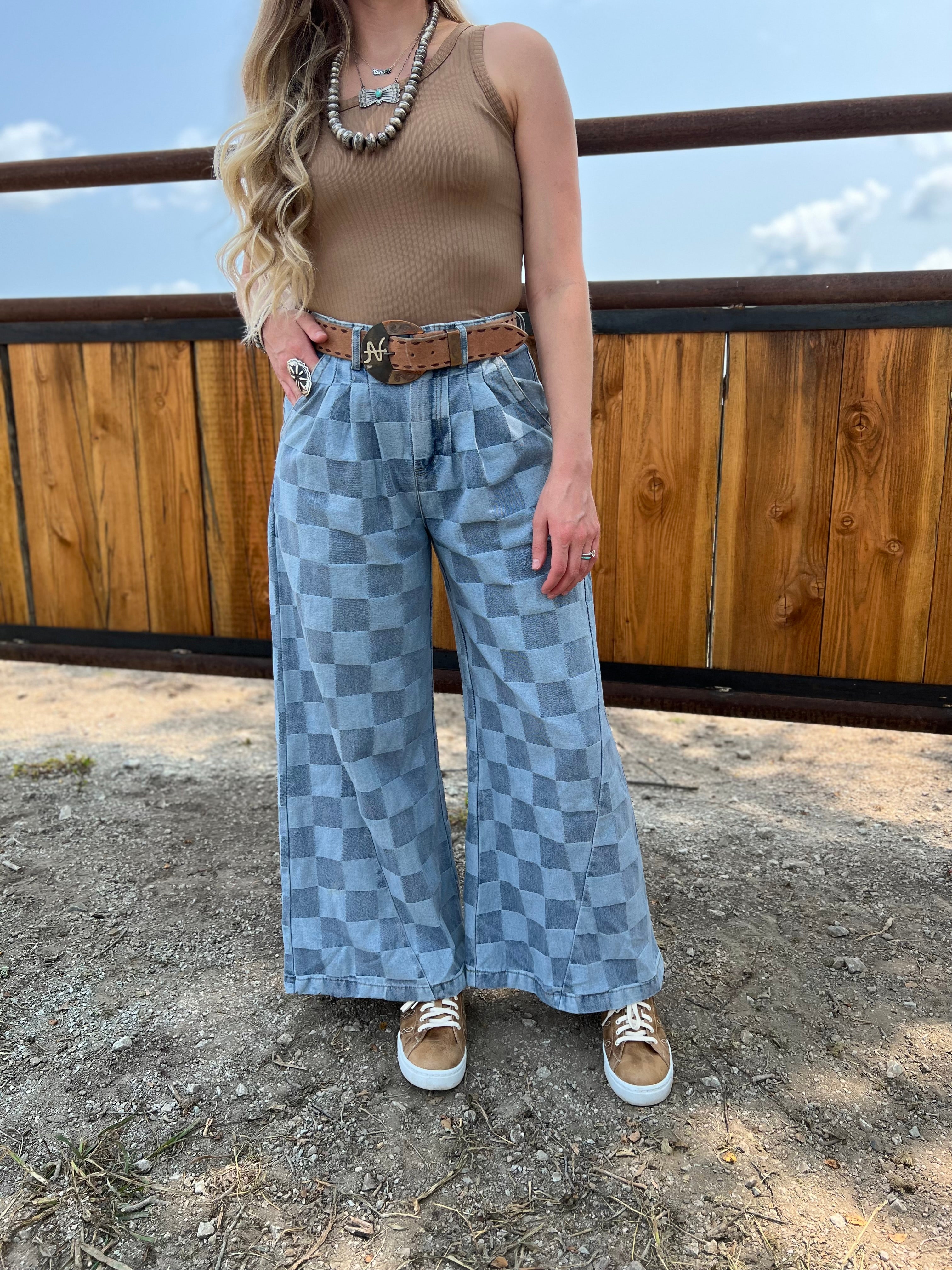 Two Tone Checker Wide Leg Pants – Lost Creek Boutique LLC Two Tone Checker Wide Leg Pants – Lost Creek Boutique LLC